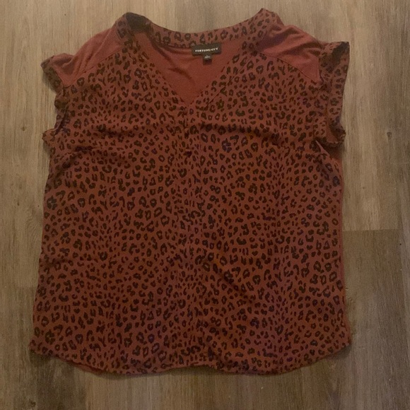 Tops | Cheetah Print Maroon Blouse | Poshmark